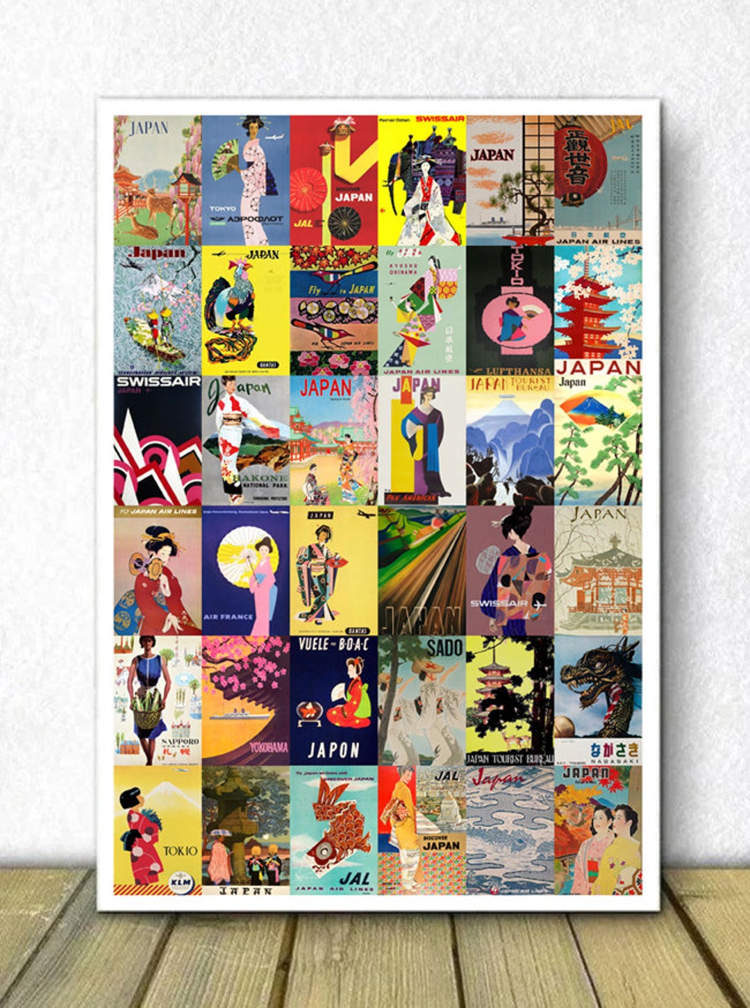 Japan Travel Posters / Japan Wall Art / Mid Century Modern / Colorful ...