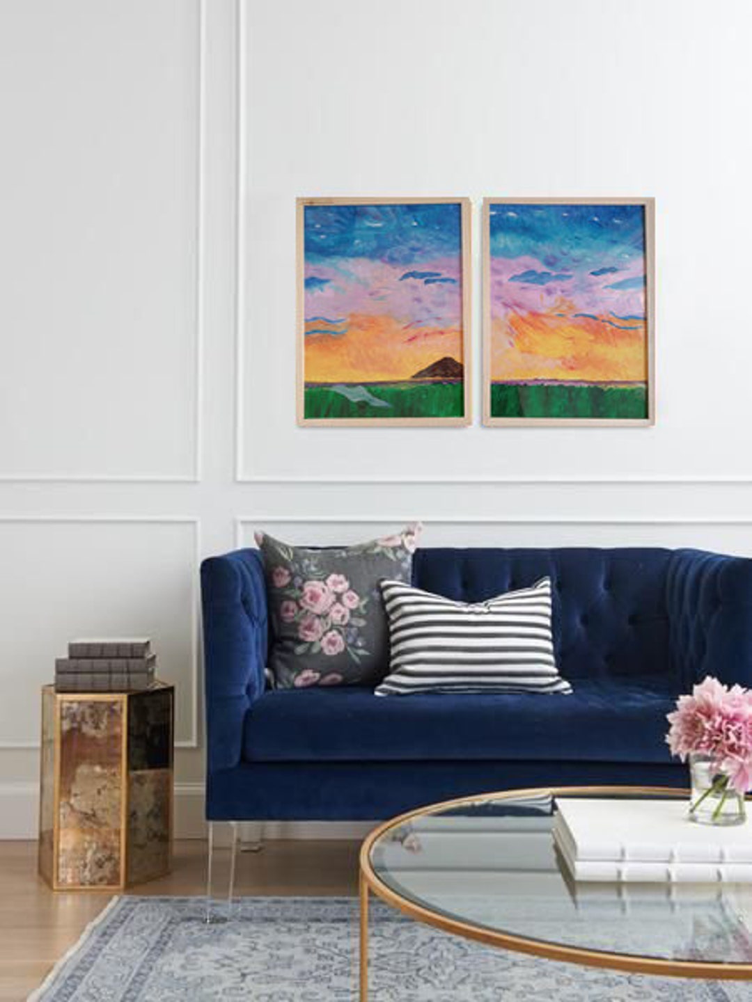 Landscape Diptych Original Painting on Canvas | Set of 2 Paintings With ...