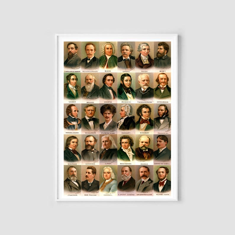 Classical Composers Poster / Classical Music Fan, Beethoven, Mozart ...