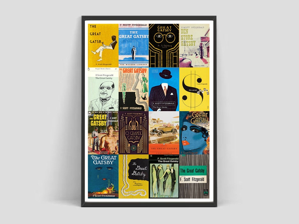 The Great Gatsby / F. Scott Fitzgerald Book Covers / Literary Poster ...
