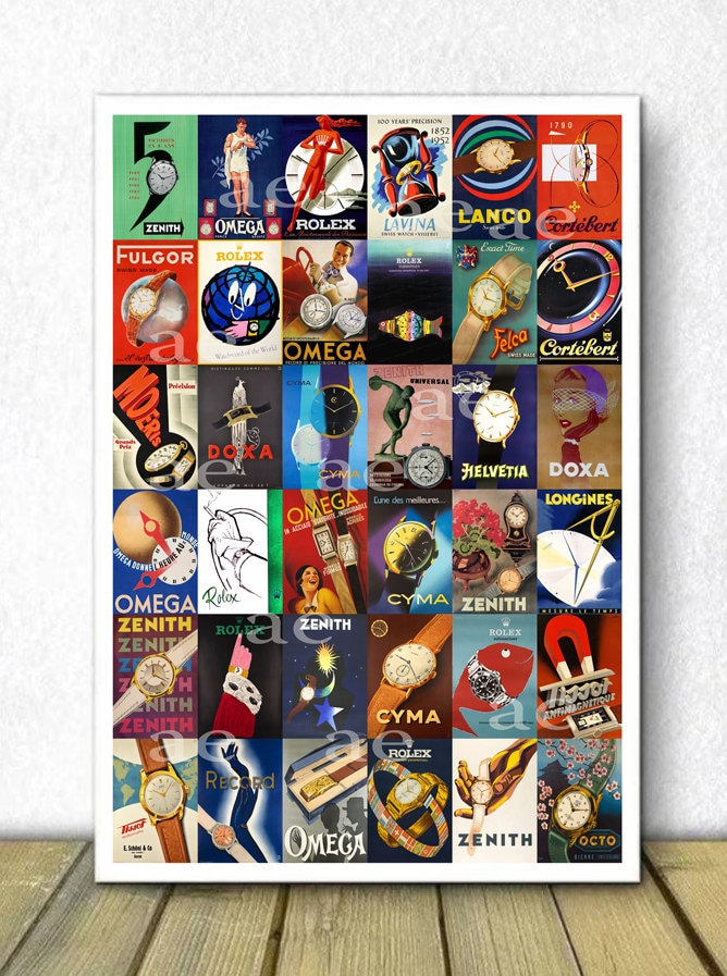 Iconic Watches Poster / Vintage Advertisement Posters From 1930s-60s ...