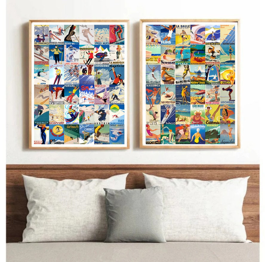 Summer Vacations Posters / Beach Wall Art / Vintage Swimming / Travel ...