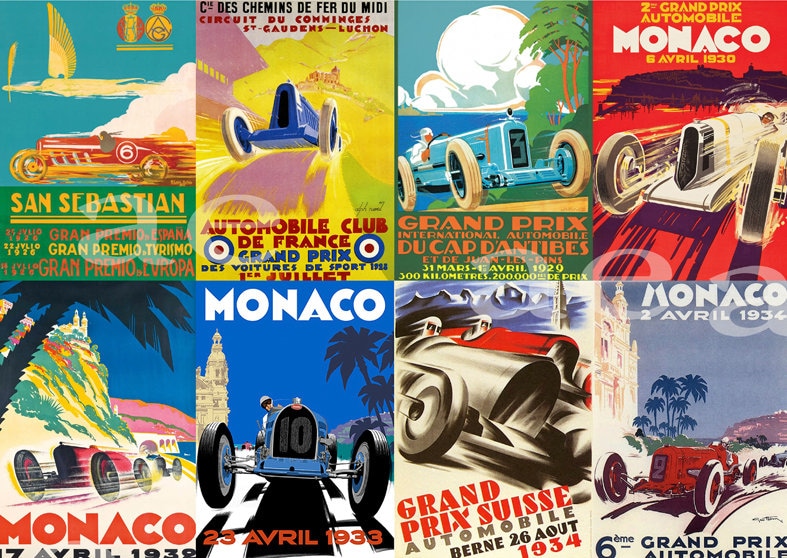 Grand Prix Posters From 1900s-1950s / Vintage Car Racing Poster ...