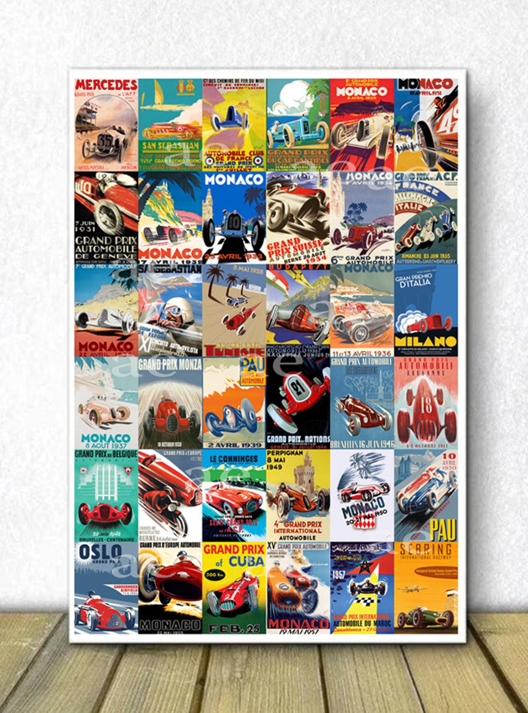 Grand Prix Posters From 1900s-1950s / Vintage Car Racing Poster ...