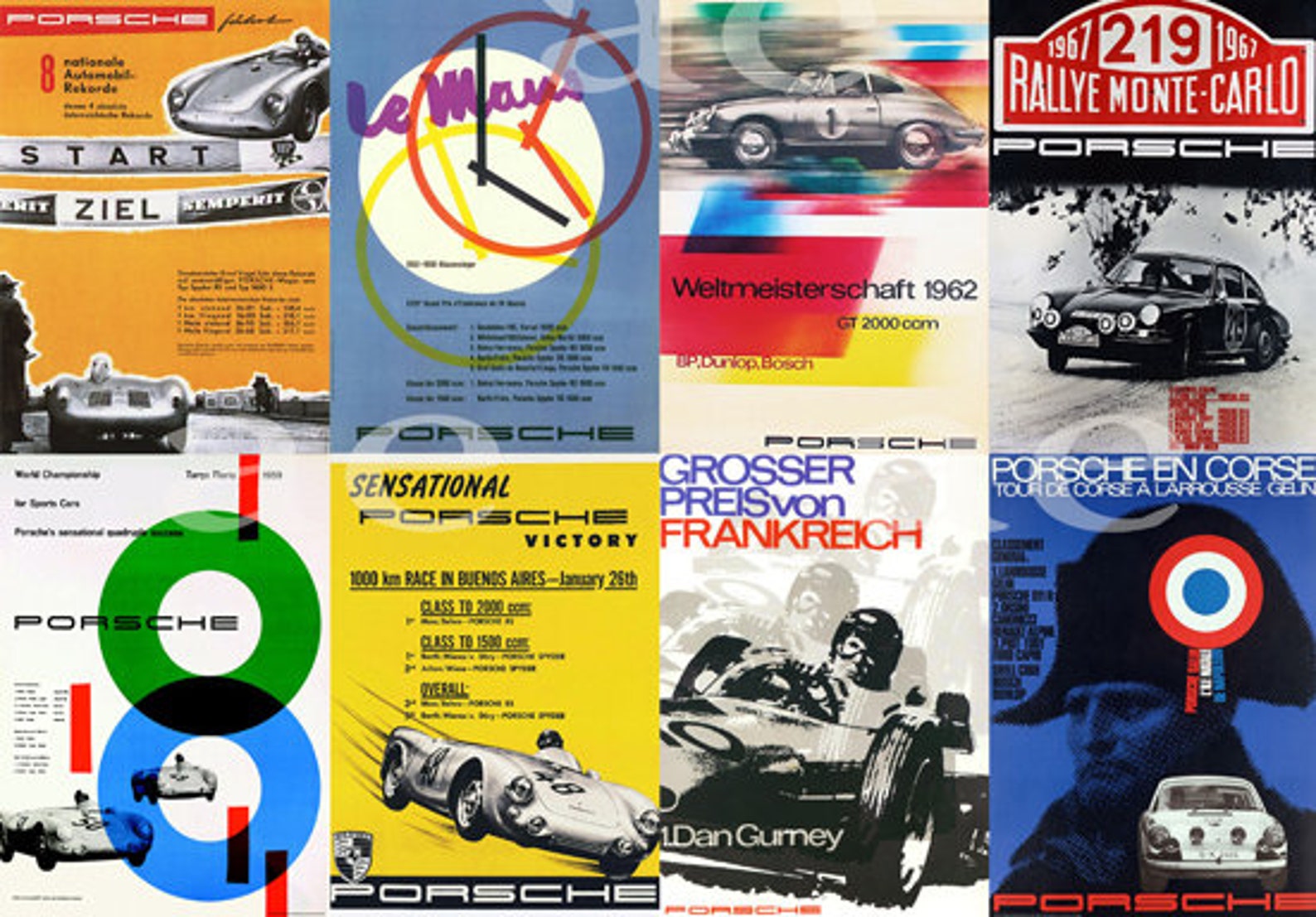 Porsche Poster / Vintage Porsche Collection From 1950s-60s / - Etsy
