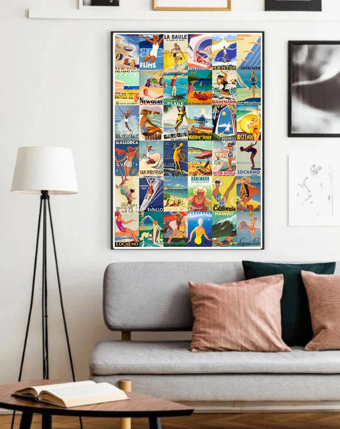Summer Vacations Posters / Beach Wall Art / Vintage Swimming / Travel ...
