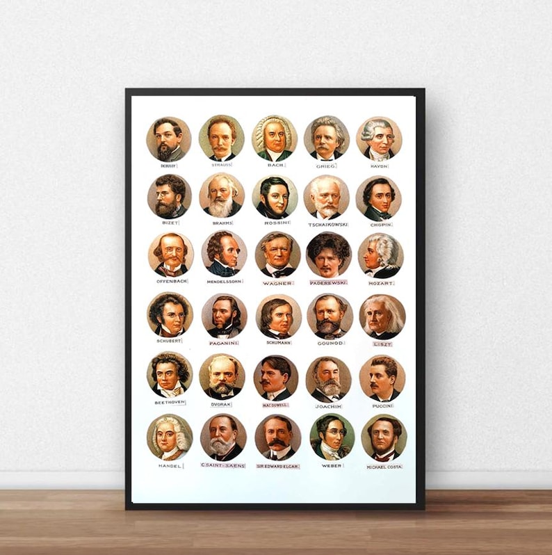 Classical Composers Portraits Poster / Circle Collage /classical Music ...