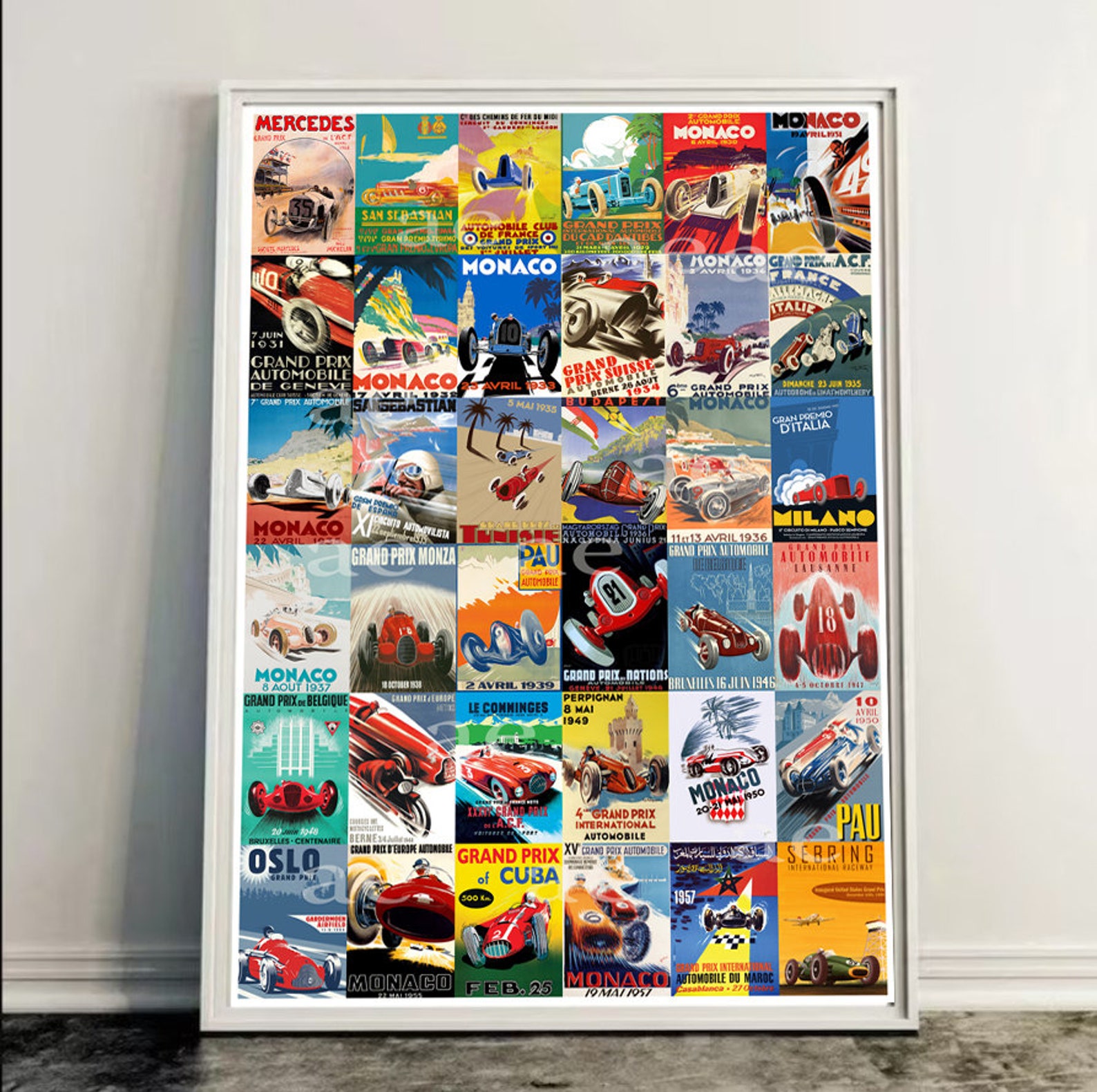 Grand Prix Posters From 1900s-1950s / Vintage Car Racing Poster ...