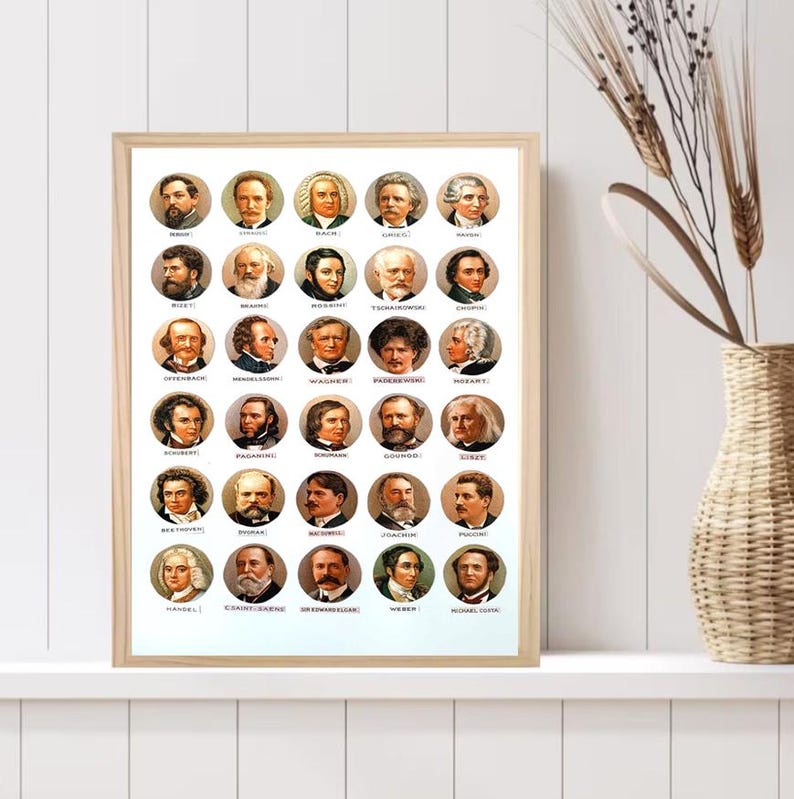 Classical Composers Portraits Poster / Circle Collage /classical Music ...