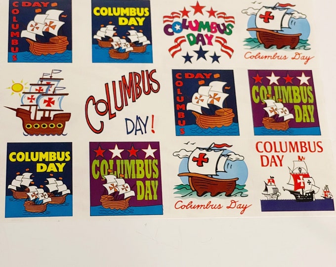 Vintage Columbus Day Stickers Scrapbooking Crafts School Supplies Sold ...
