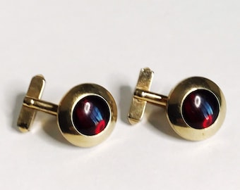 Vintage 14K Yellow Gold & Ruby Cufflinks - Etsy
