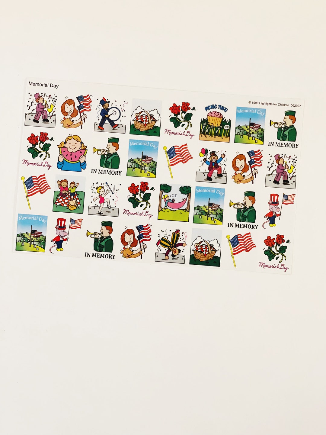 Vintage Memorial Day Stickers Retro Stickers Seasonal Sticker Scrapbook ...