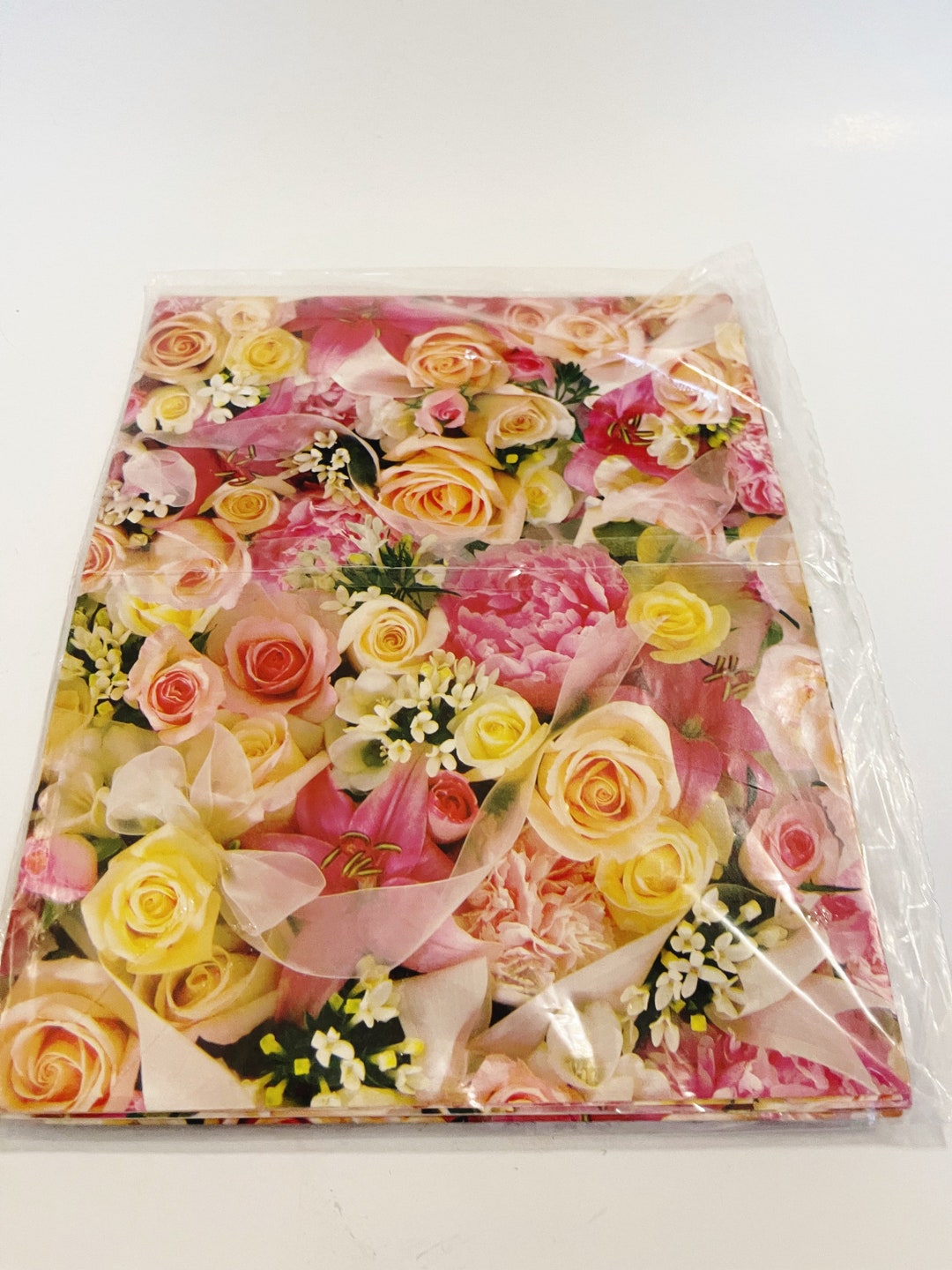 Vintage Floral Gift Wrap Spring Flowers Carlton Cards Wrapping Paper ...