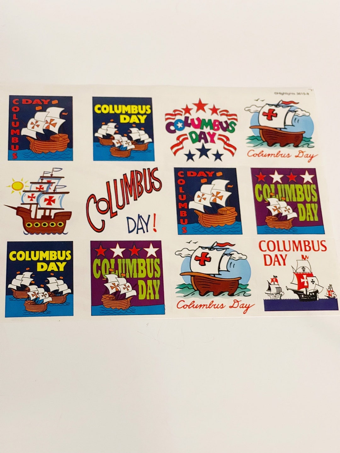 Vintage Columbus Day Stickers Scrapbooking Crafts School Supplies Sold ...