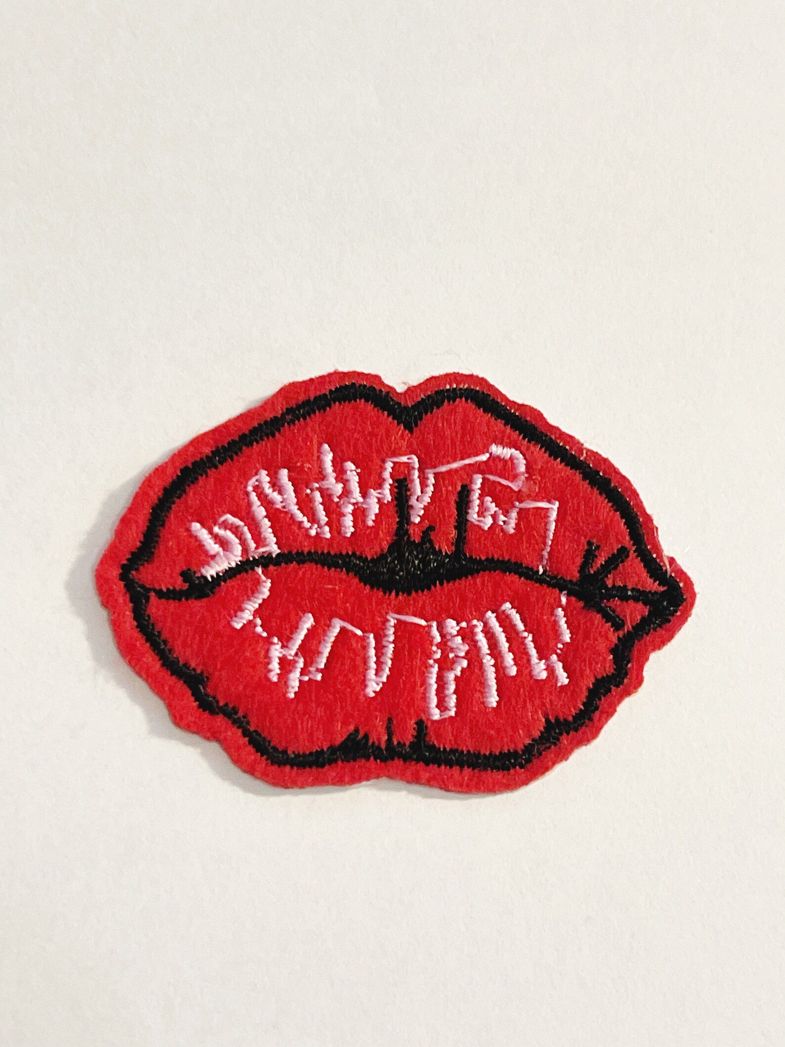 Red Lips Embroidered Patch: Kiss Applique, Iron on / Sew On - Etsy
