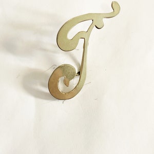 Vintage Initial Cursive "f" Lapel Pin Gold Tone Metal Monogram F ...