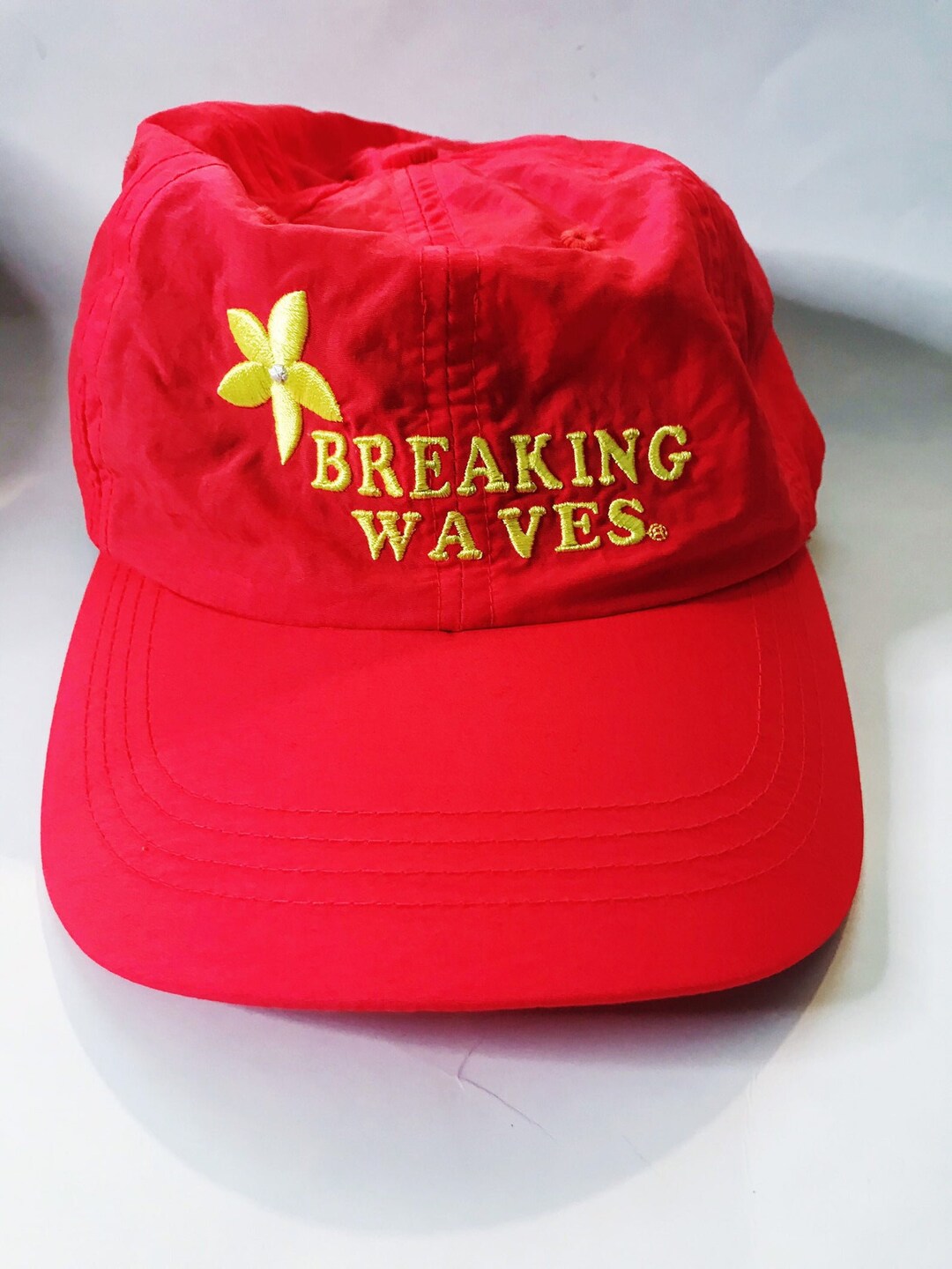 Vintage Breaking Waves Neon Orange Hat Yellow Trucker Hat Nylon Velcro ...