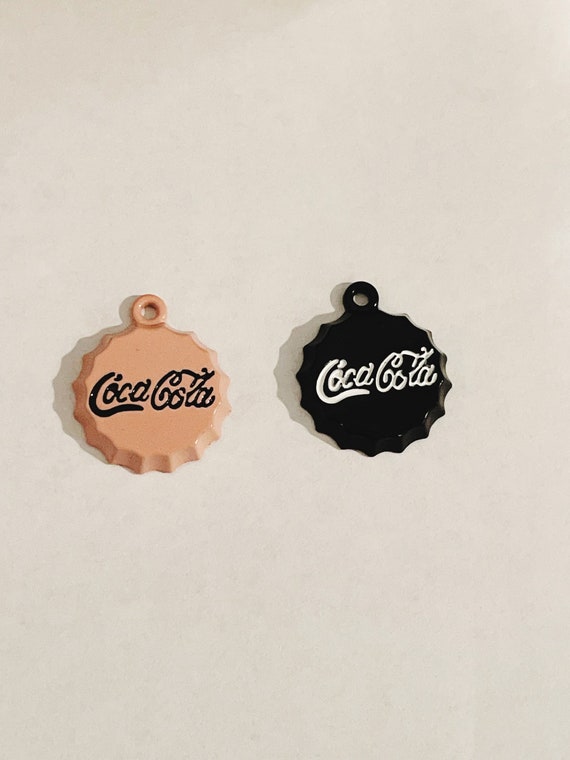 Coca Cola Bottle Cap Charms Pink and Black Soda Charms - Etsy