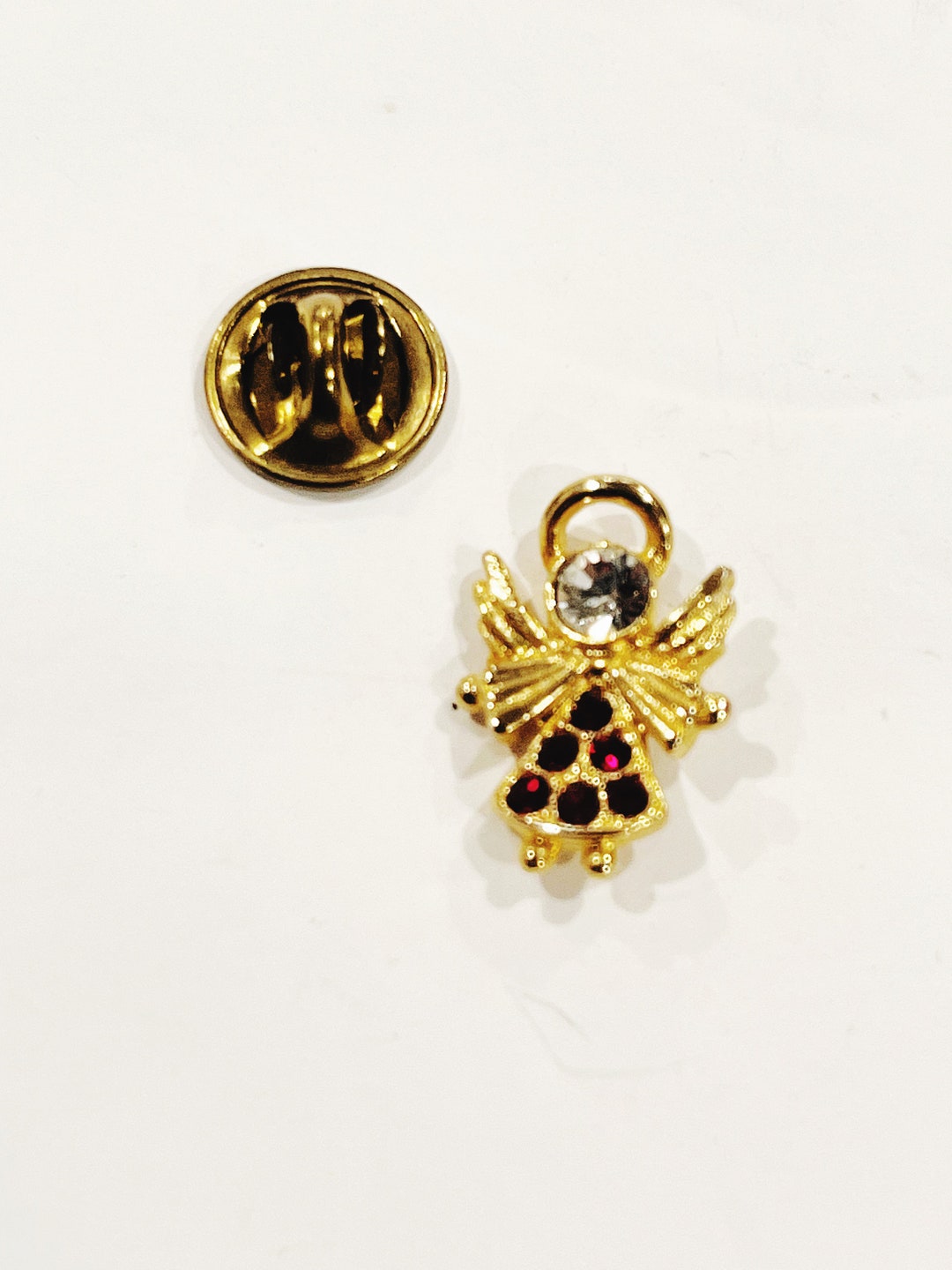 Red Rhinestone Angel Pin Guardian Angel Lapel Pin Cherub Brooch Pin ...