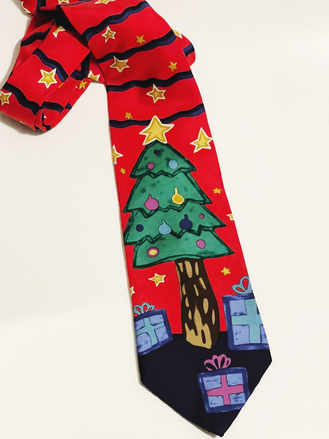 Vintage Christmas Tree Silk Necktie: Holiday Novelty Tie - Etsy