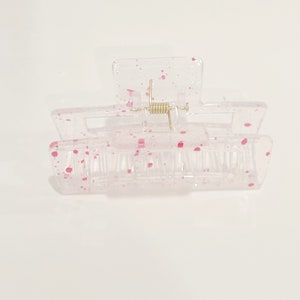 Pink Hair Claw Clip Pink and Clear Hair Clip Retro Hair Clamp Speckled ...
