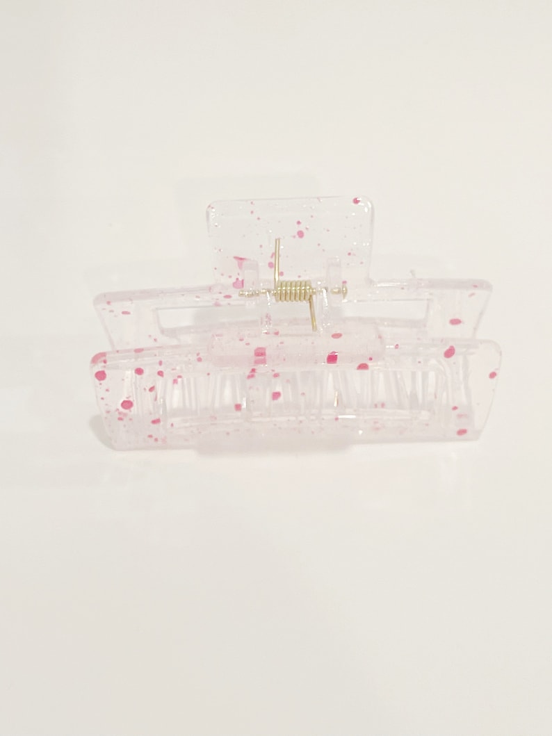 Pink Hair Claw Clip Pink and Clear Hair Clip Retro Hair Clamp Speckled ...
