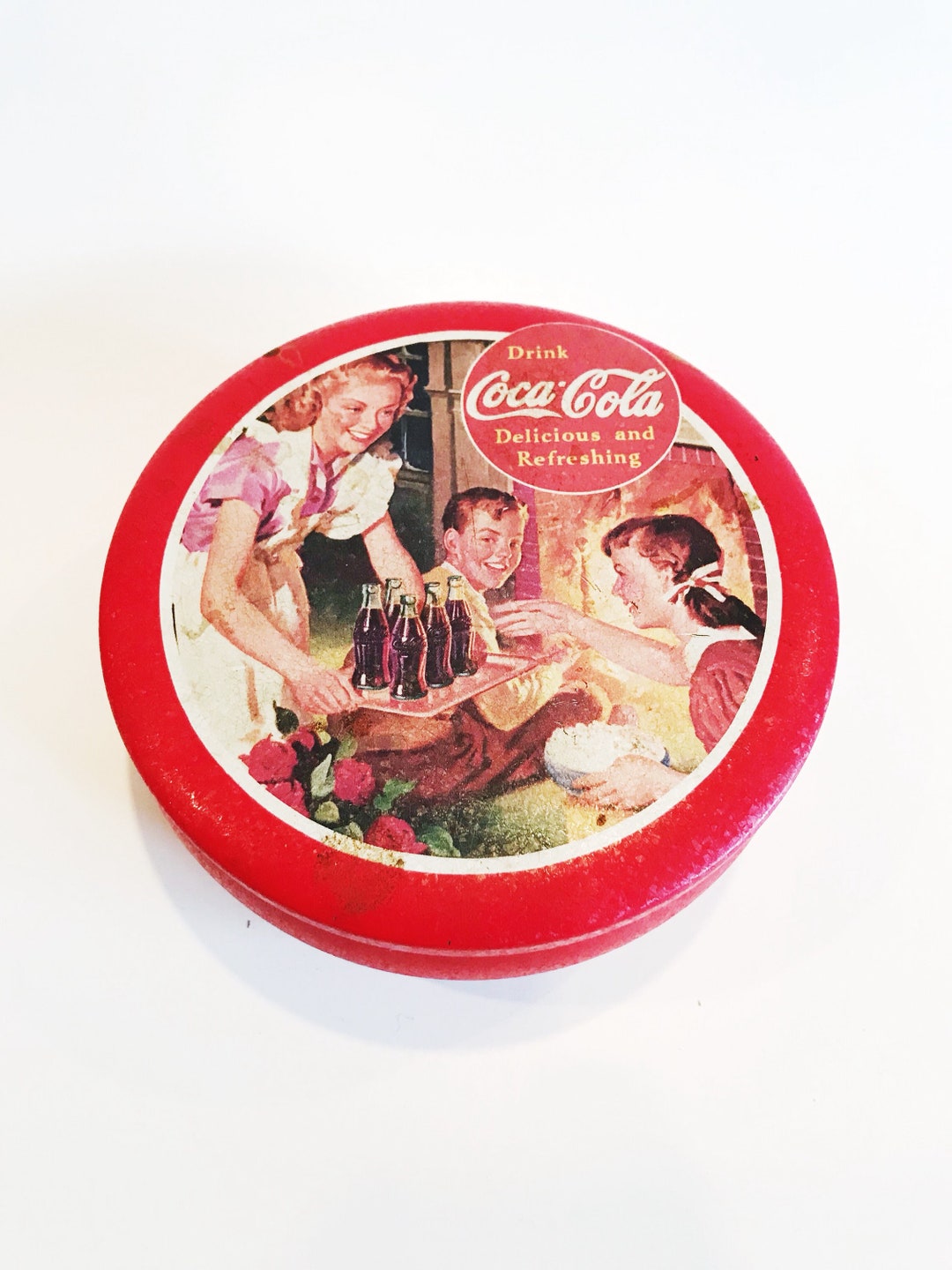 Vintage Coca Cola Tin Can Storage Container Vtg 1990s 1992 Red Canister ...