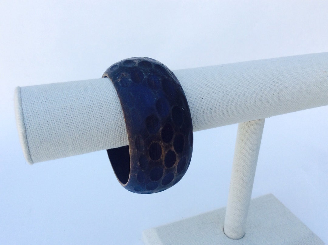 Vintage Dark Brown Wooden Honeycomb Bangle Carved Wood Dark Brown Vtg ...