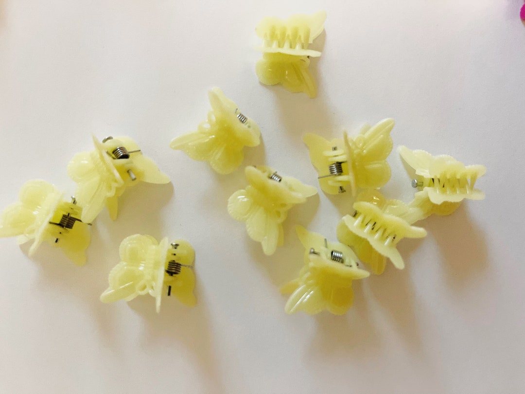 Light Yellow Butterfly Hair Clips: 90s Retro Barrettes - Set of 10 - Etsy