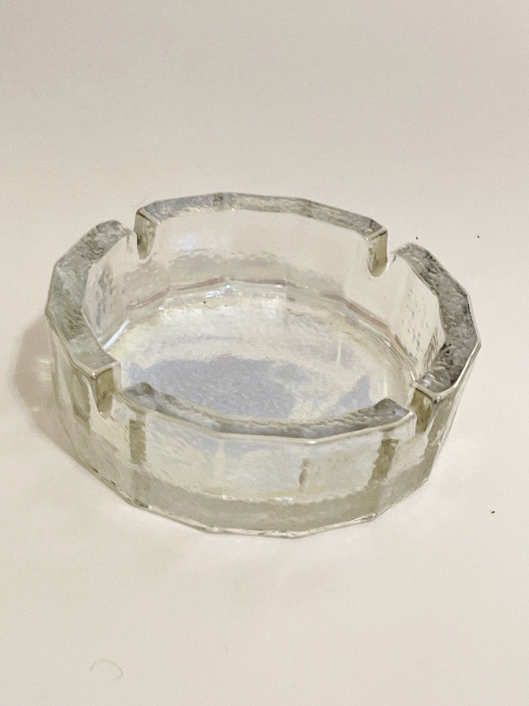 Vintage Heavy Glass Round Ashtray Cotton Candy Color Ashtray Retro ...