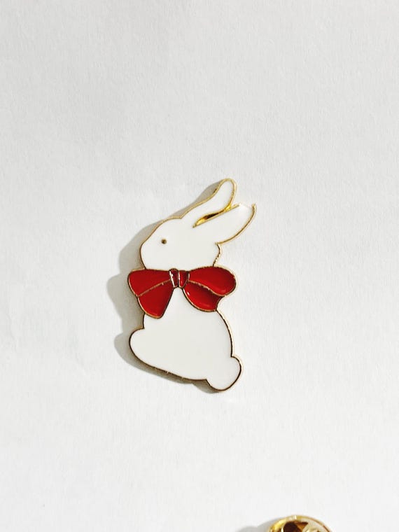 Rabbit Pin Bunny Pin Easter Pin Tie Tack Small Enamel… - Gem