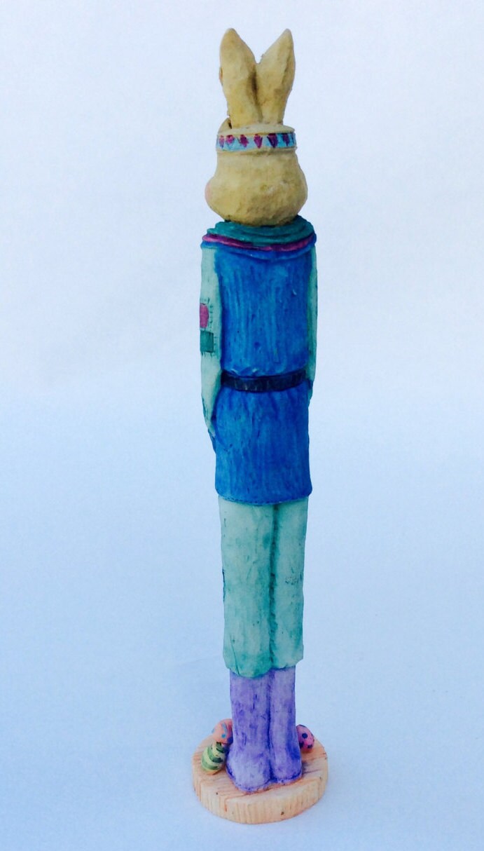 Tall Ceramic Easter Rabbit Totem Pole Bunny Figurine Holding - Etsy
