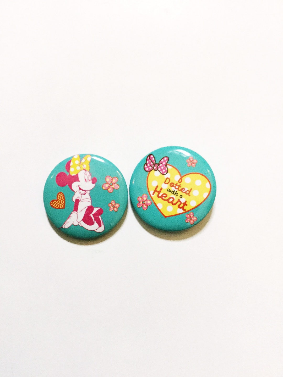 Minnie Mouse Pins Pin Back Buttons Mickey Disney Pin Set Disneyland ...