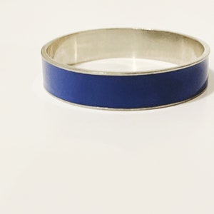 Vintage Dark Blue Enamel Bangle Fashion Jewelry Bracelet Retro Silver ...
