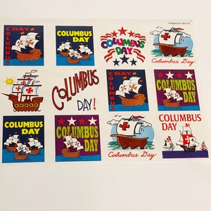 Vintage Columbus Day Stickers Scrapbooking Crafts School Supplies Sold ...