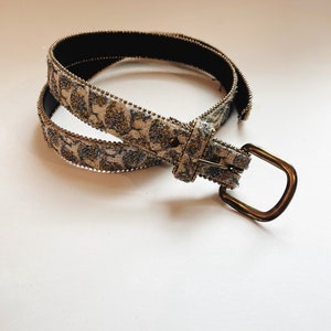 Vintage Belt Eclectic Retro Belt 1990s Glam Glitter Fabric Belt Beaded ...