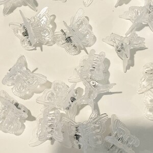 Retro Clear White Butterfly Clips Butterfly Hair Claws Mini 1990s Style ...