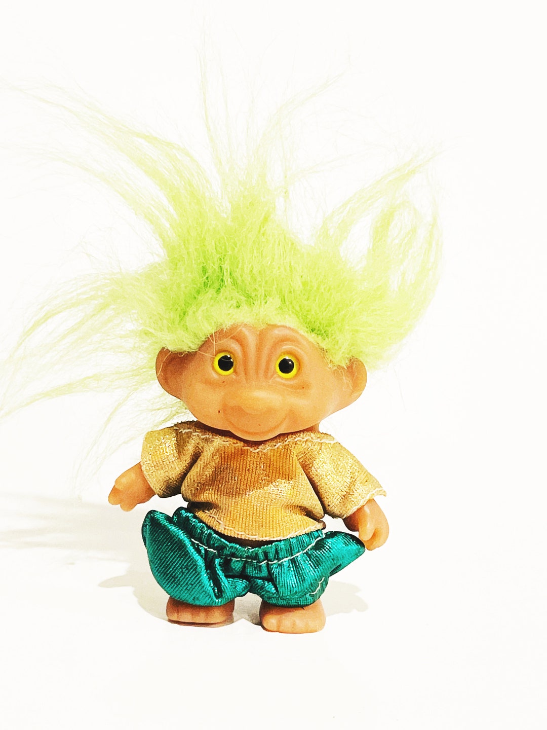 Vintage Genie Troll Green Hair Troll Neon Green Eyes Vintage Troll Doll ...