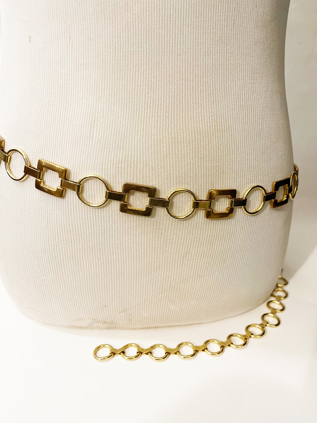 Vintage Chain Belt Gold Tone Chain Belt Gold Square Chain Link Belt ...