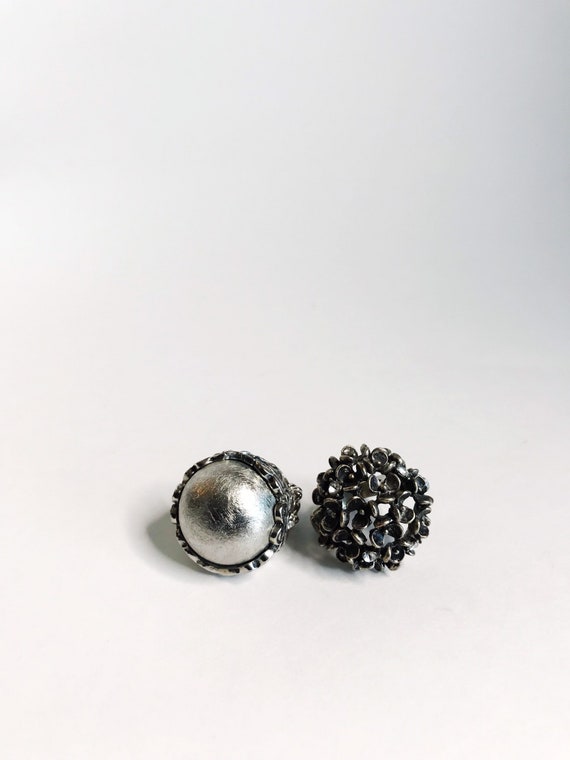Extra Large Antique Silver Floral Rings Large Silver-… - Gem