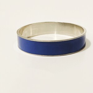 Vintage Dark Blue Enamel Bangle Fashion Jewelry Bracelet Retro Silver ...