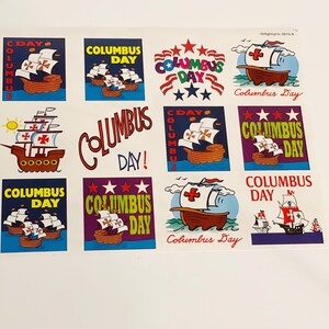 Vintage Columbus Day Stickers Scrapbooking Crafts School Supplies Sold ...