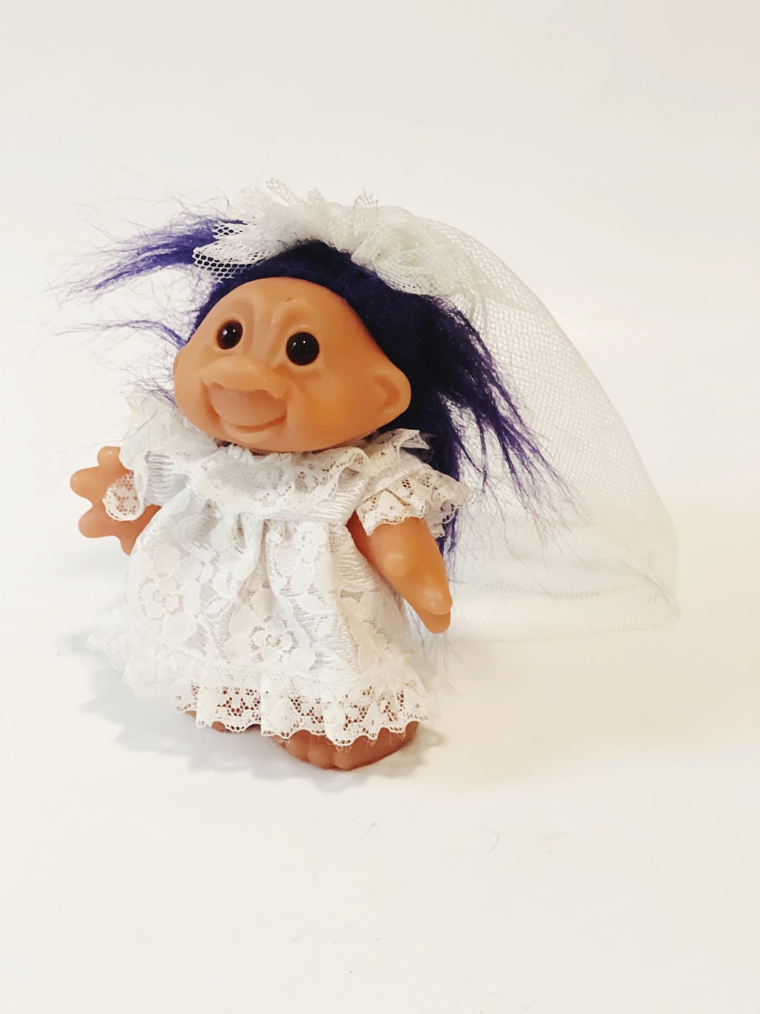 Vintage Bride Troll DAM Wedding Troll 1986 Dated DAM Troll Doll Lace ...