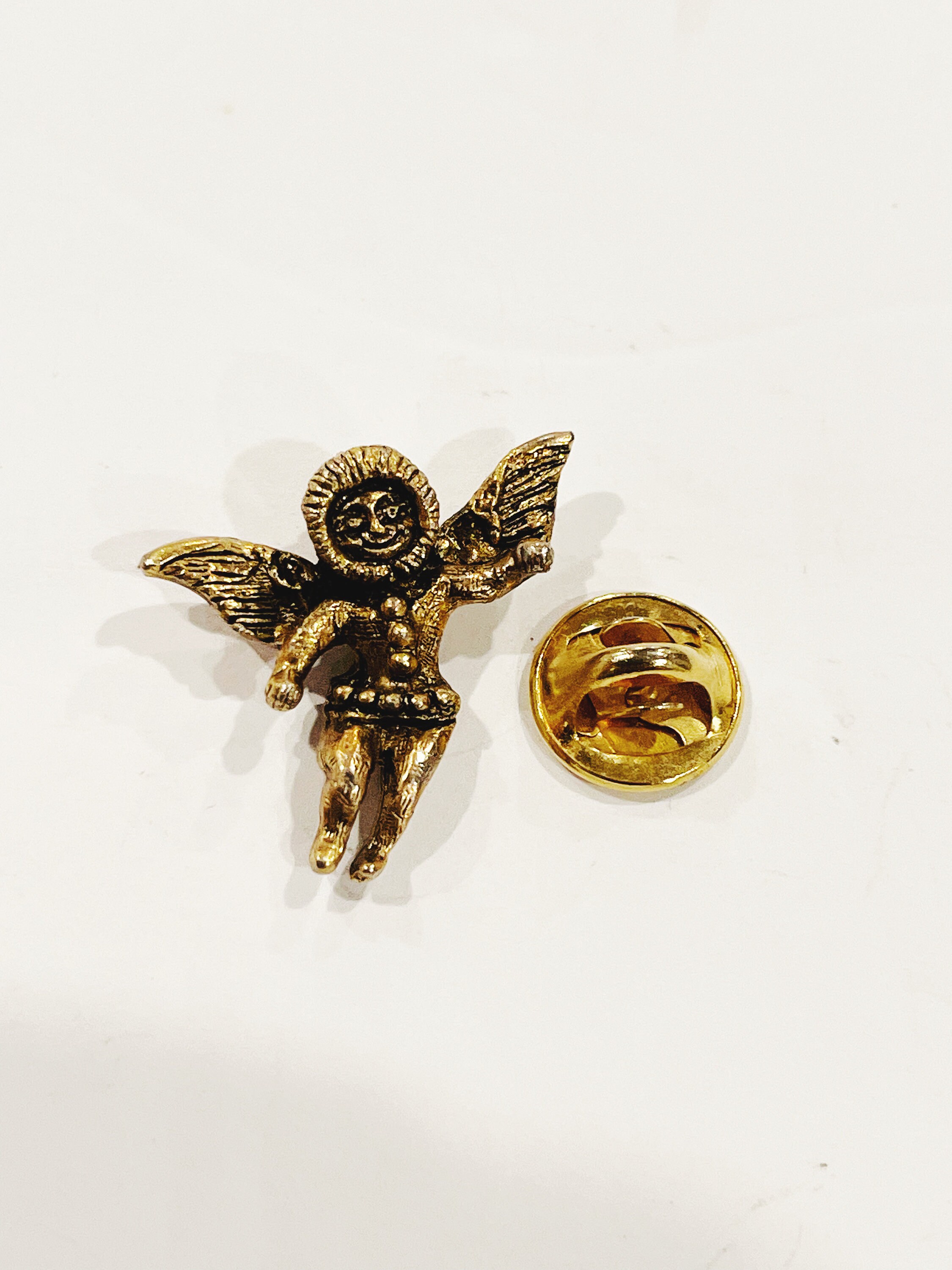 Vintage Angel Pin Angel Wings Elf Pin Pinback Button Mystical Creature ...