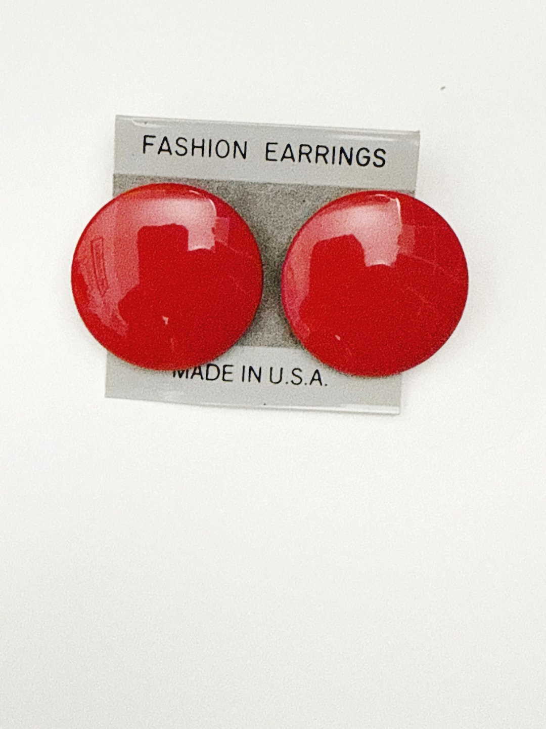 Vintage Red Button Earrings 1.5 Inch Post Earrings 1990s Jewelry Made ...