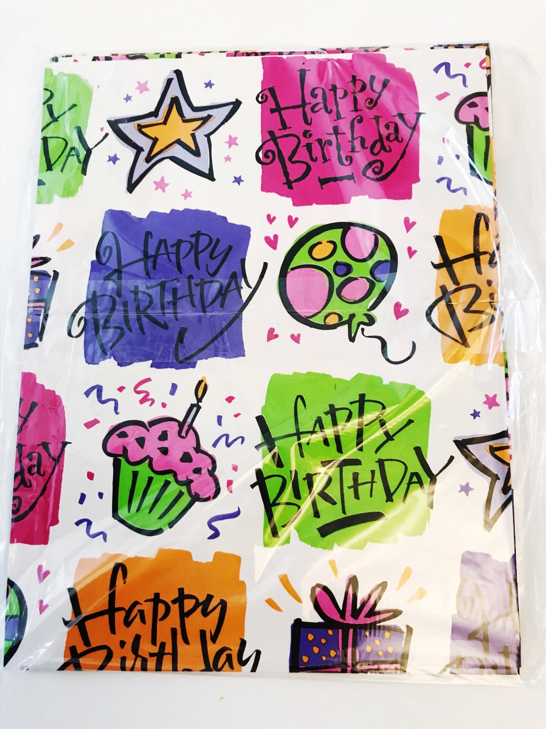 Happy Birthday Gift Wrap Cupcake Tender Thoughts Celebration Wrapping ...