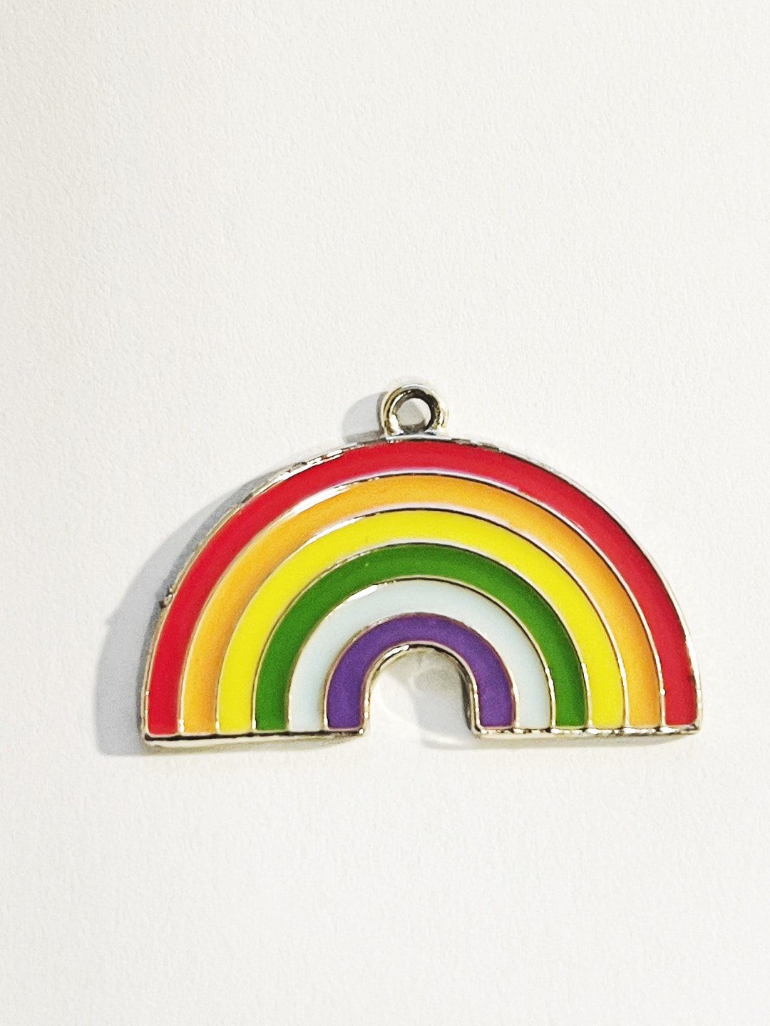 Rainbow Charm Vintage Silver Tone Metal Rainbow Charm Pendant Silver ...
