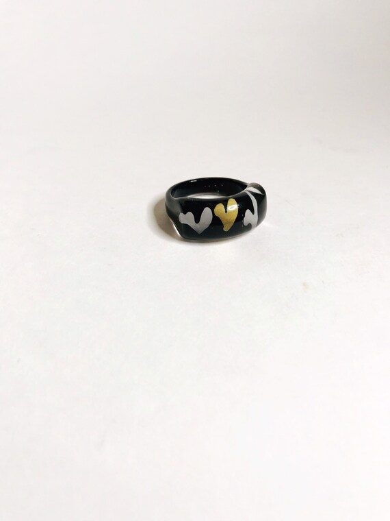 Vintage Lucite Heart Ring 1990s Mod Plastic Ring Size… - Gem