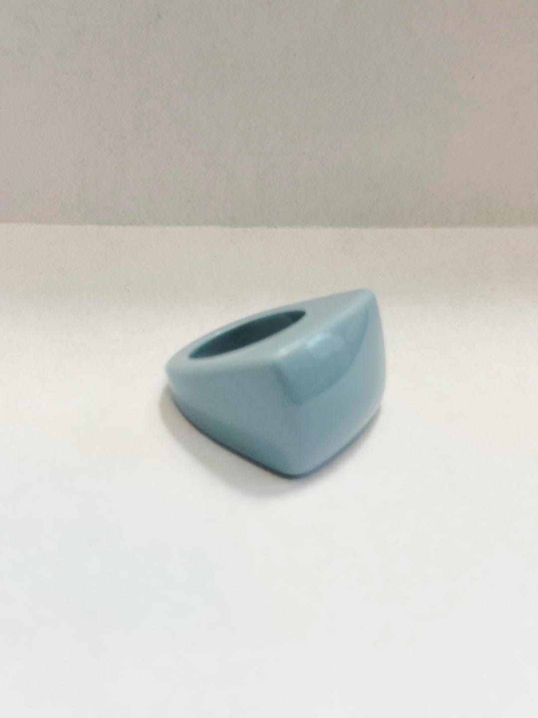 Vintage Blue Resin Statement Ring: Chunky Mod Fashion Jewelry, Size 7.5 ...