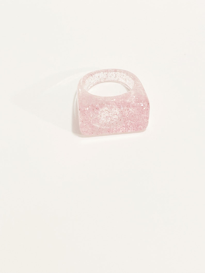 Pink Glitter Ring Lucite Bubble Retro Ring Plastic Ring - Etsy